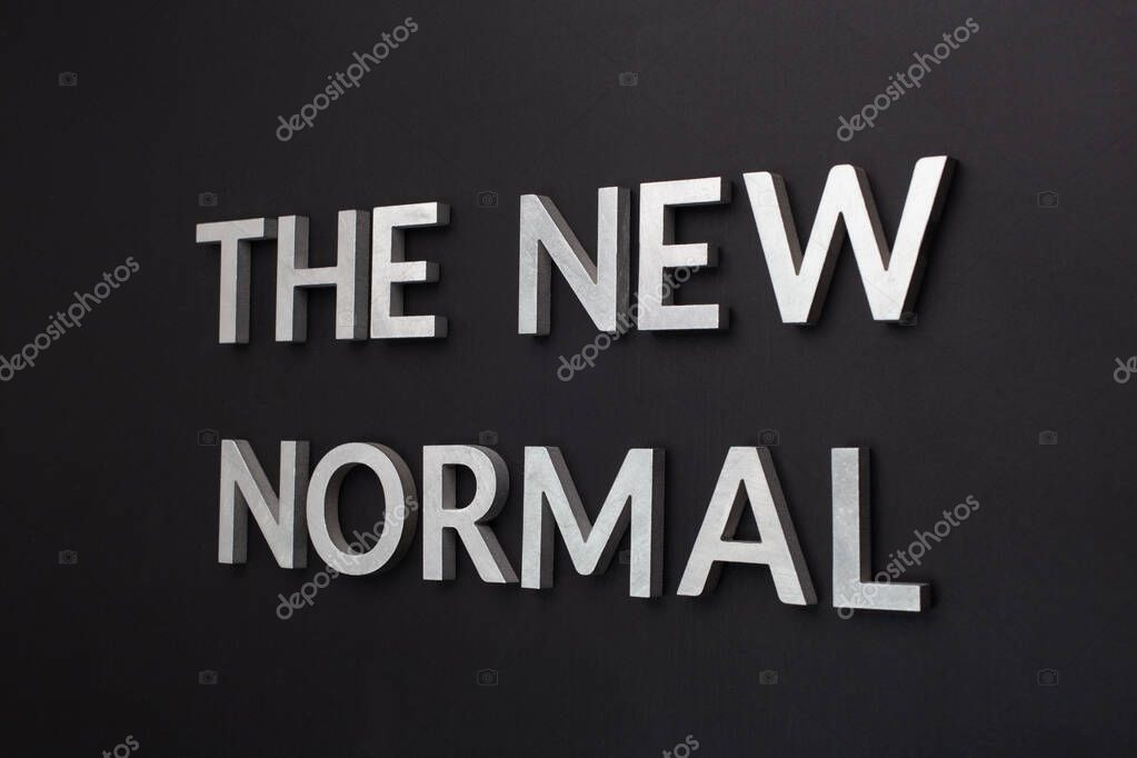 palabras la nueva normal en la superficie negra en perspectiva lineal ...