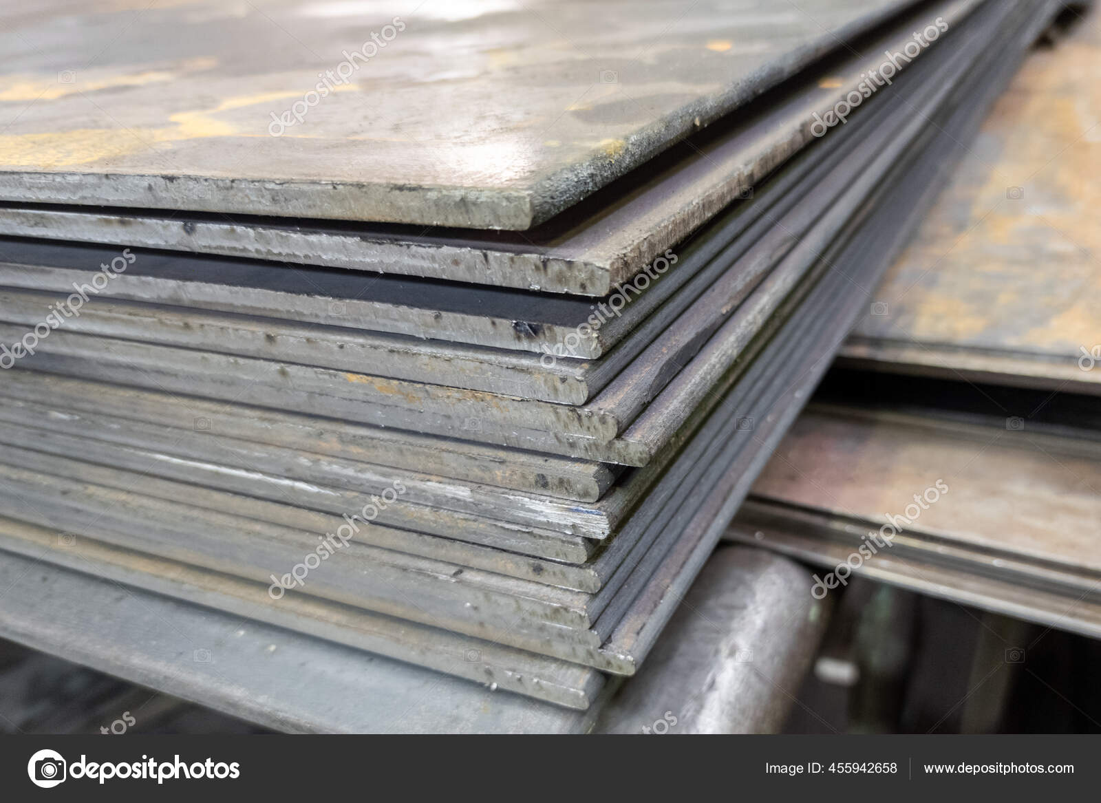 Thick hot rolled steel sheets stack corner, close-up — Stock Photo ...