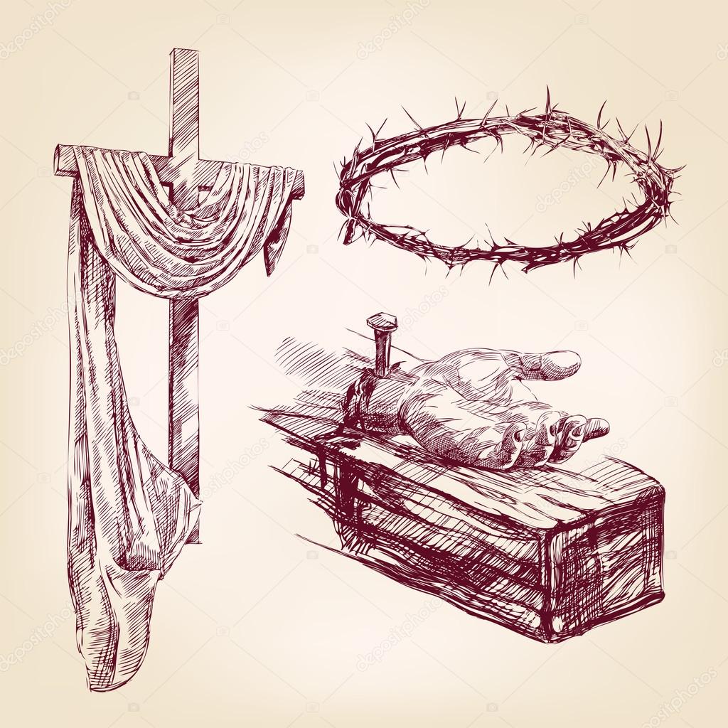 Christianity collection isolated hand drawn vector llustration — Stock ...