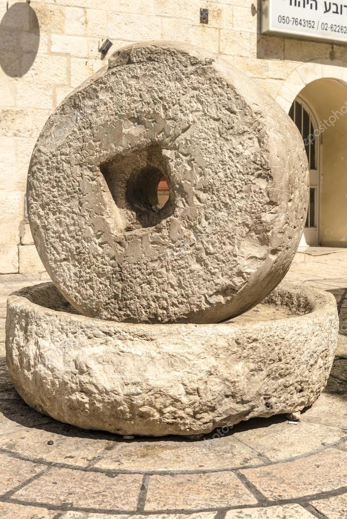 The monument in the form of a millstone in Israel — Stock Photo ...