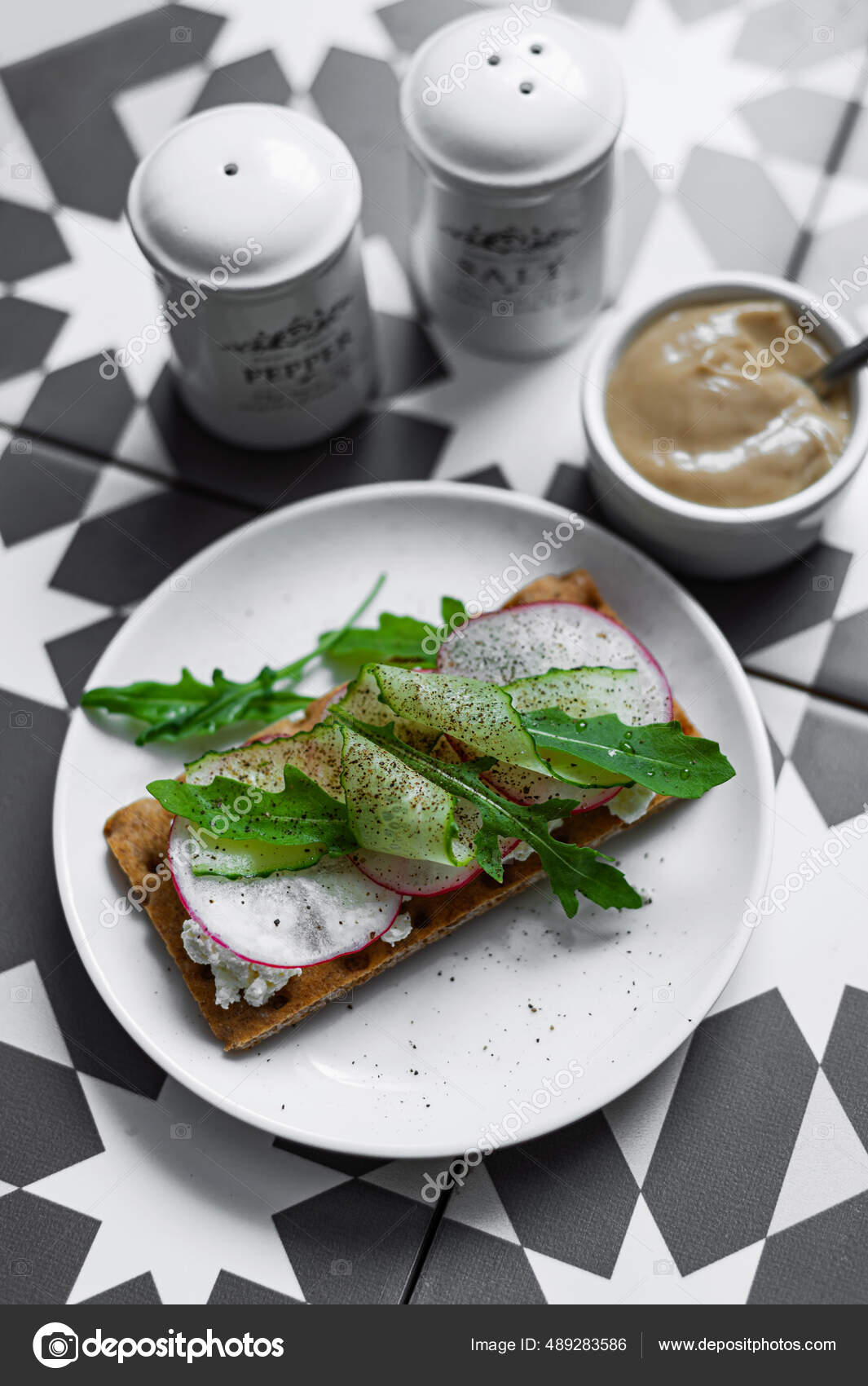 Gray Plate Sandwich Buko Cheese Radish Oruguts Colorful Graphic Table ...