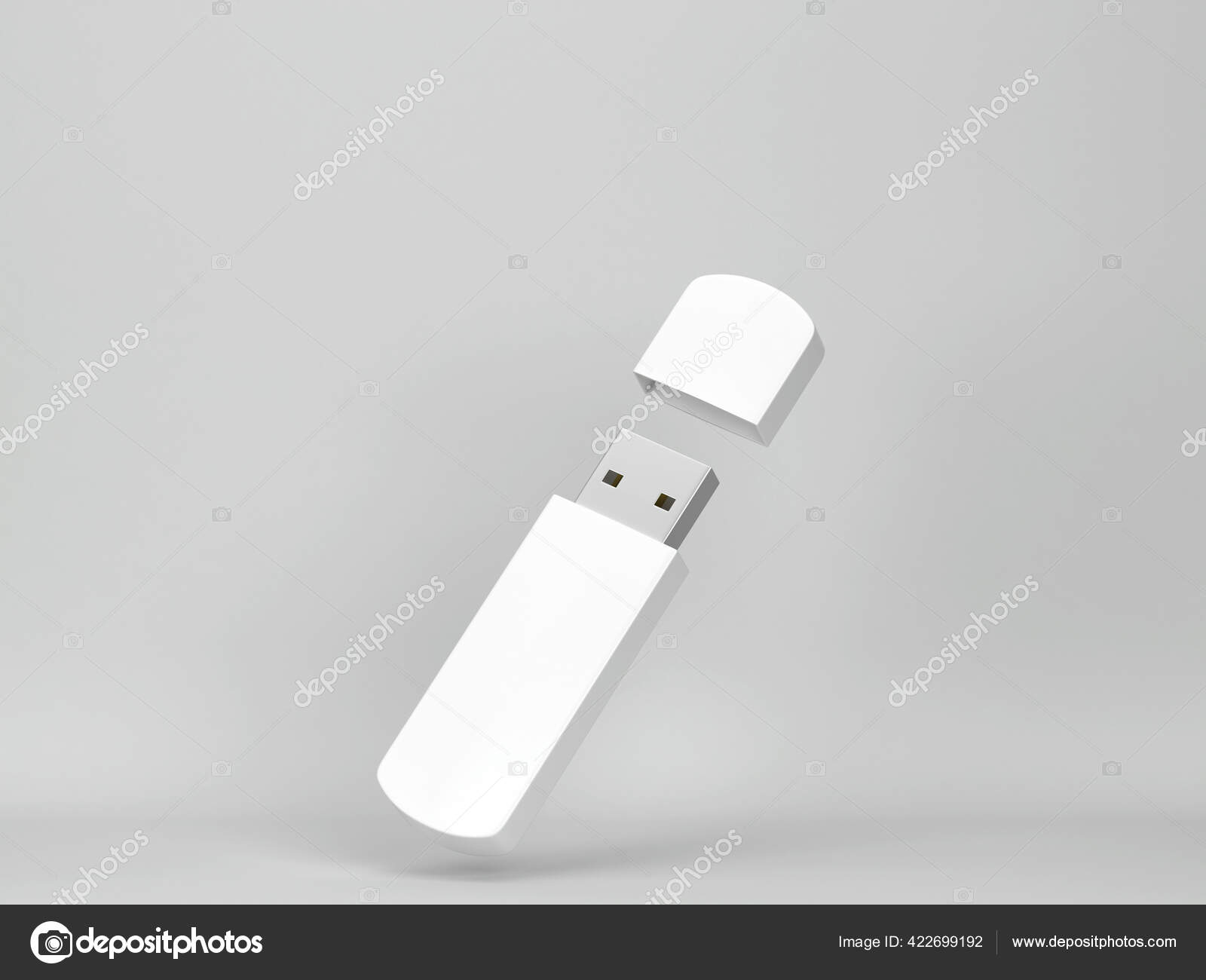 Blank Usb Flash Drive Mockup Illustration Gray Background Stock Photo ...