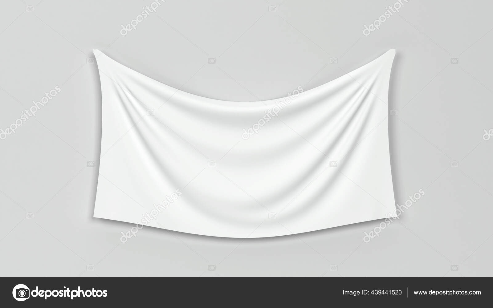 Blank Cloth Banner Mockup Illustration Gray Background — Stock Photo ...