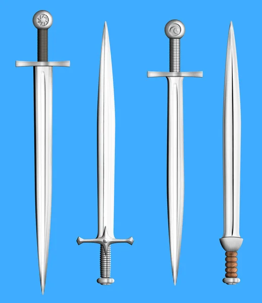 Metal swords collection isolated on white — Stock Photo © Andrey_Kuzmin ...
