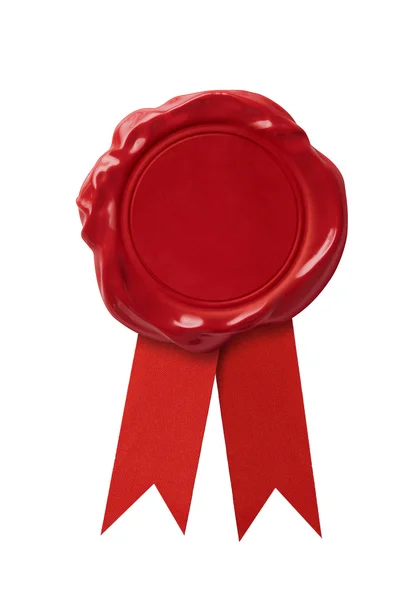 Red wax seal stamp or signet with ribbon isolated — Stock Photo ...