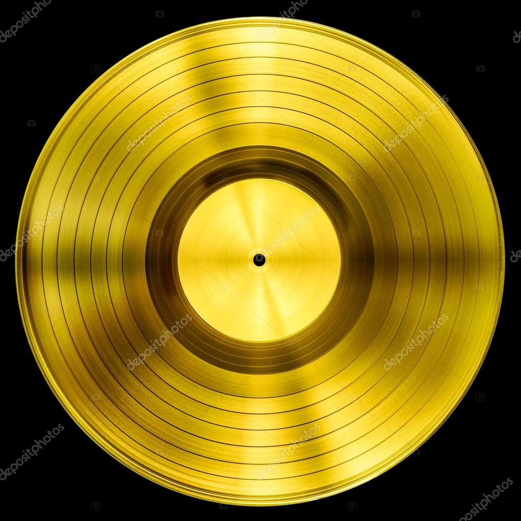Gold record vinyl disc award isolated with clipping path included ...