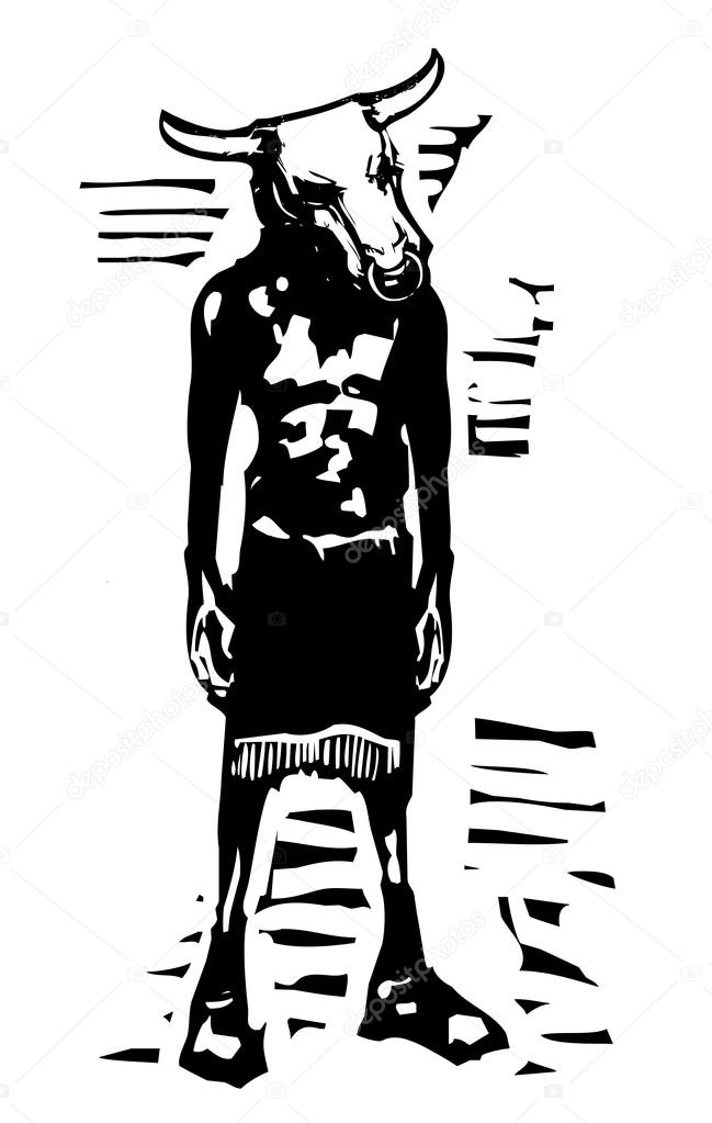 Woodcut Greek Minotaur Stock Vector Image by ©xochicalco #123756016