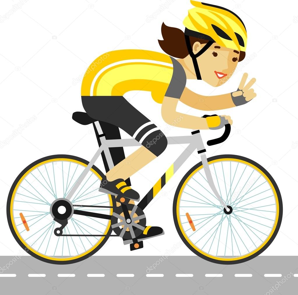 Young racing cyclist woman with bike in flat style Stock Vector Image ...