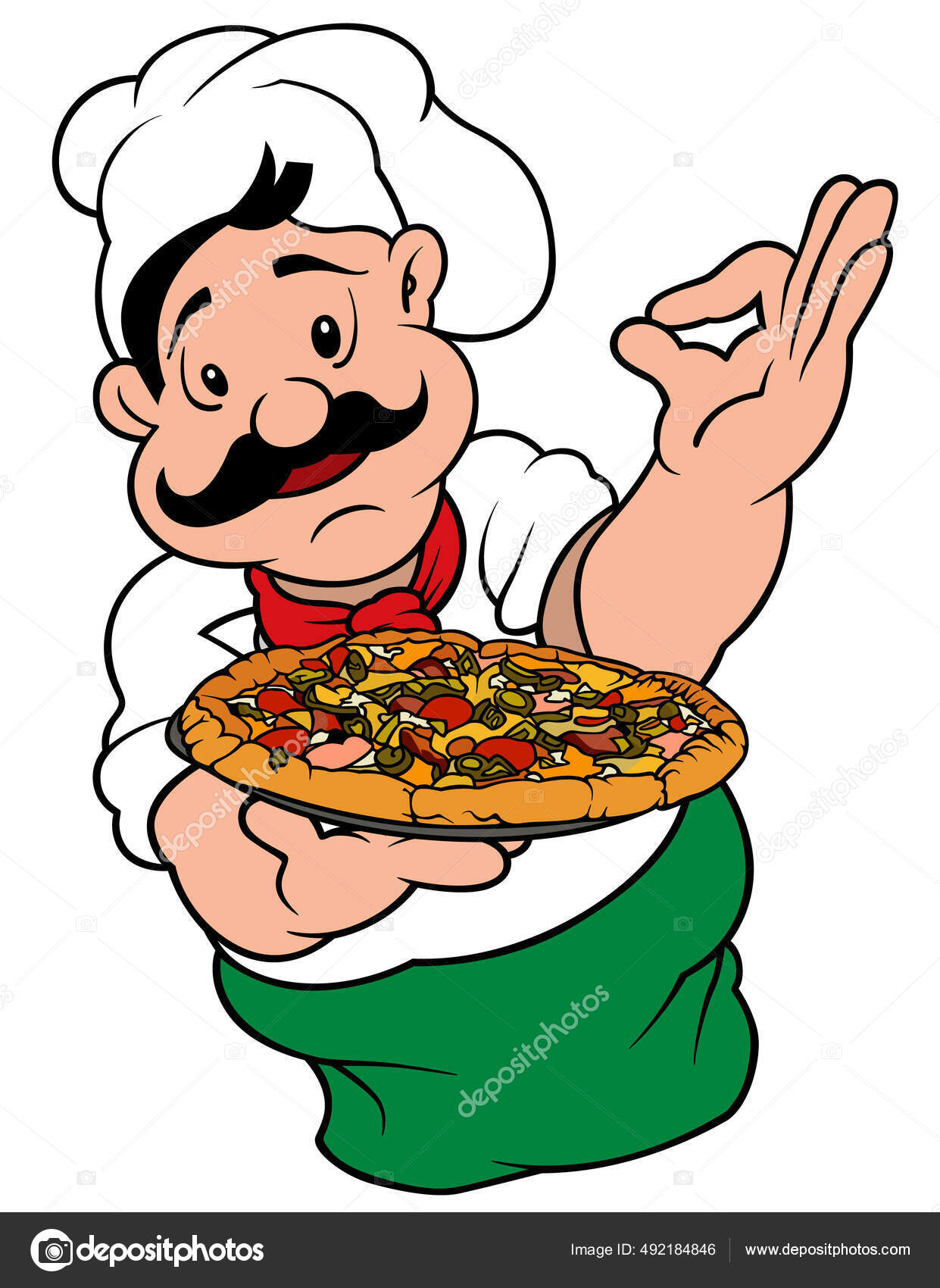 Personaje Chef Pizza Ilustración Dibujos Animados Colores Aislados ...