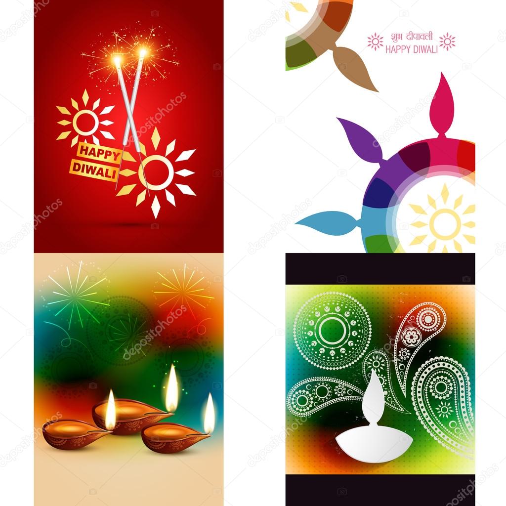 Vector collection of different types of diwali background illust Stock ...