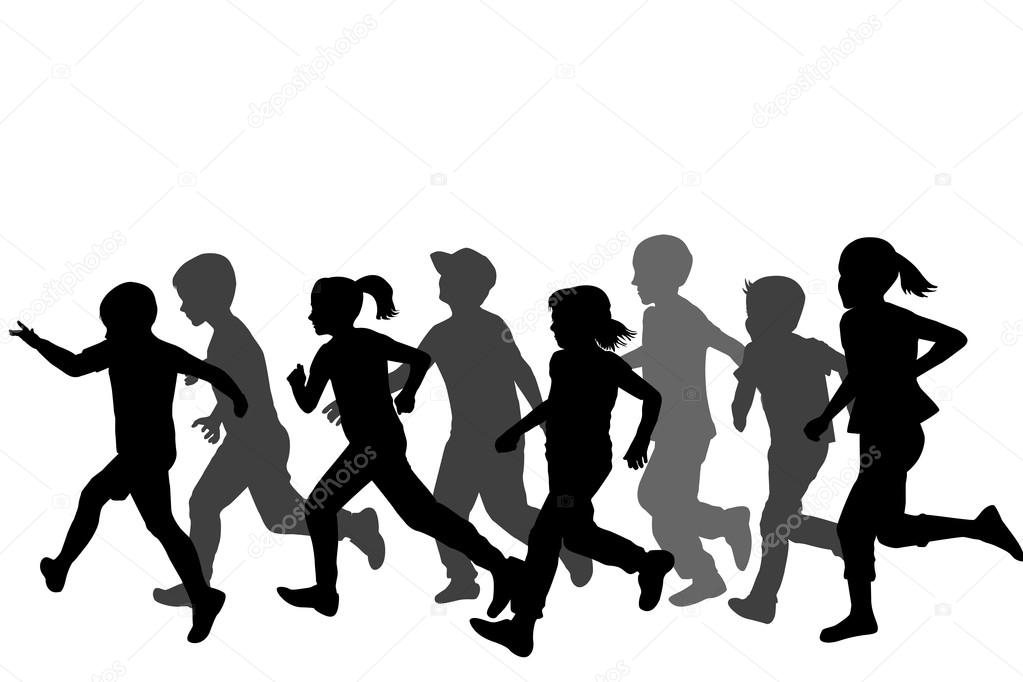 Children silhouettes running — Stock Vector © hibrida13 #112279958