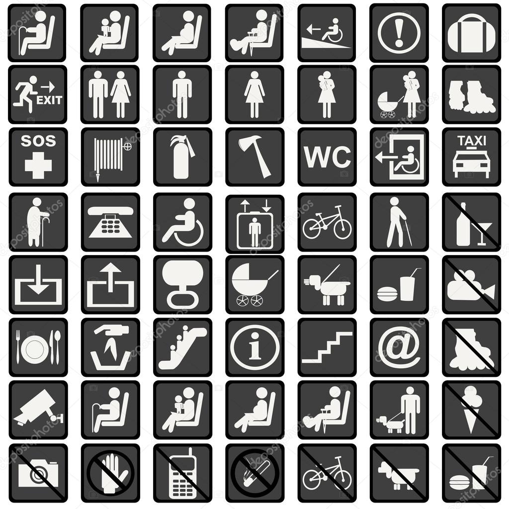 International signs icons used in transportation means Stock Photo by ...