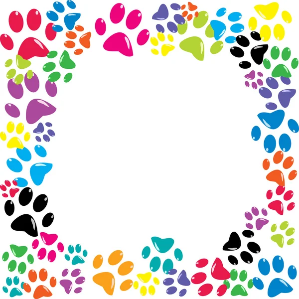 Colorful Paw Prints Border