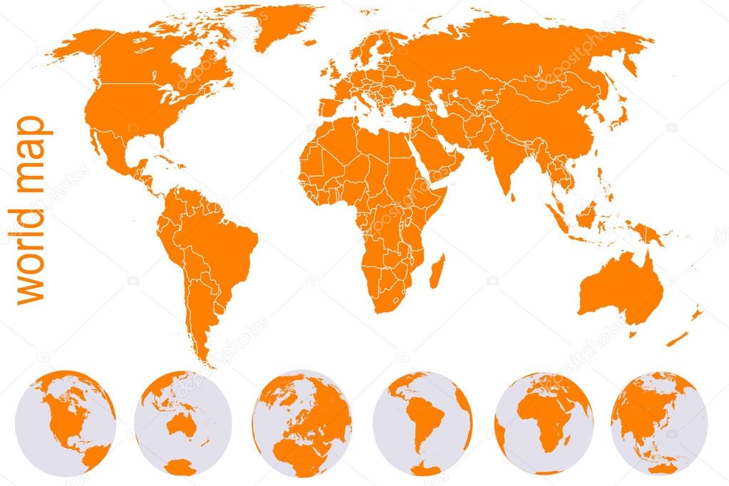 Orange detailed world map Stock Vector by ©hibrida13 55972645