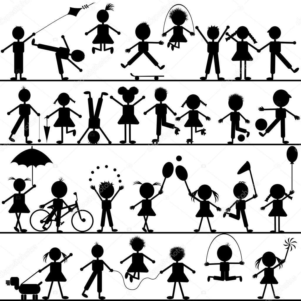 Stylized hand drawn children playing Stock Vector Image by ©hibrida13 ...