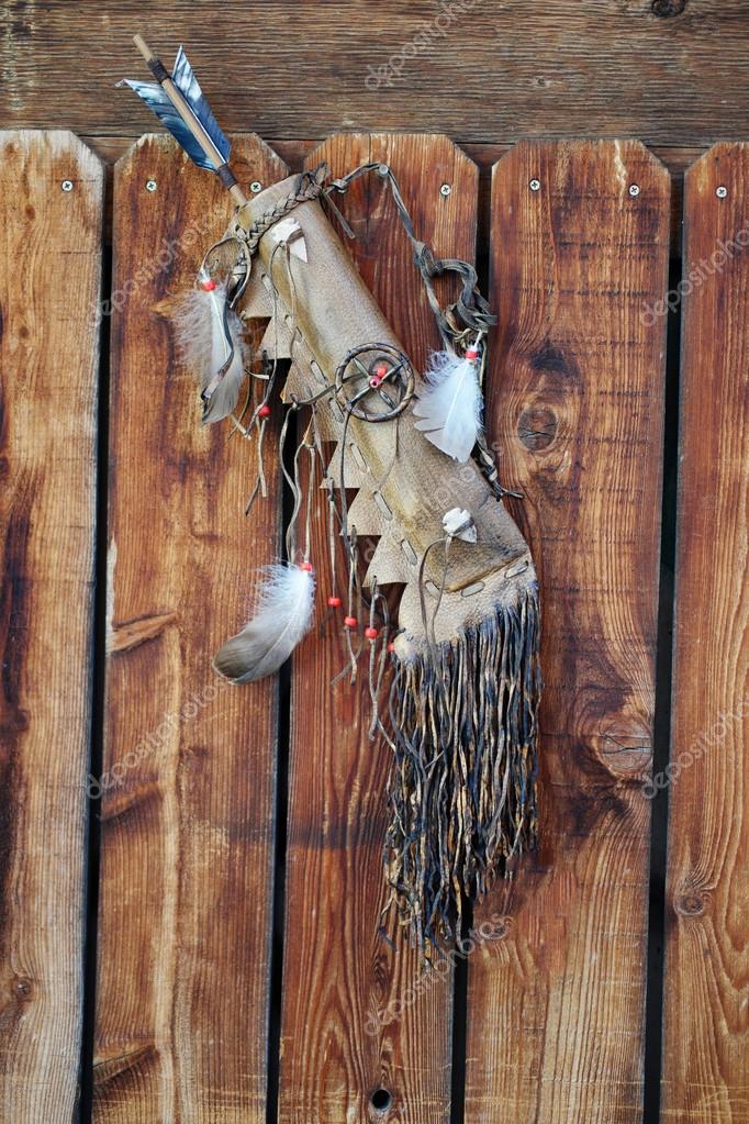 Tribal native american bow with feathers — Stock Photo © nelka7812 ...