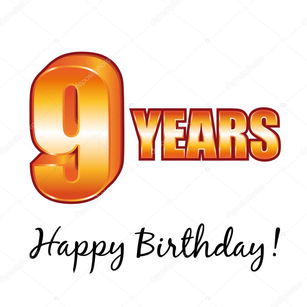 Happy birthday. 9 years old vector greeting card. Stock Vector Image by ...