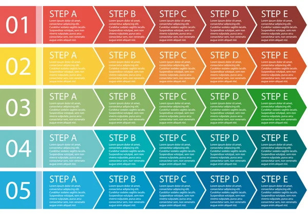 Flat design. Process arrows boxes. Step by step vector set. Four steps ...