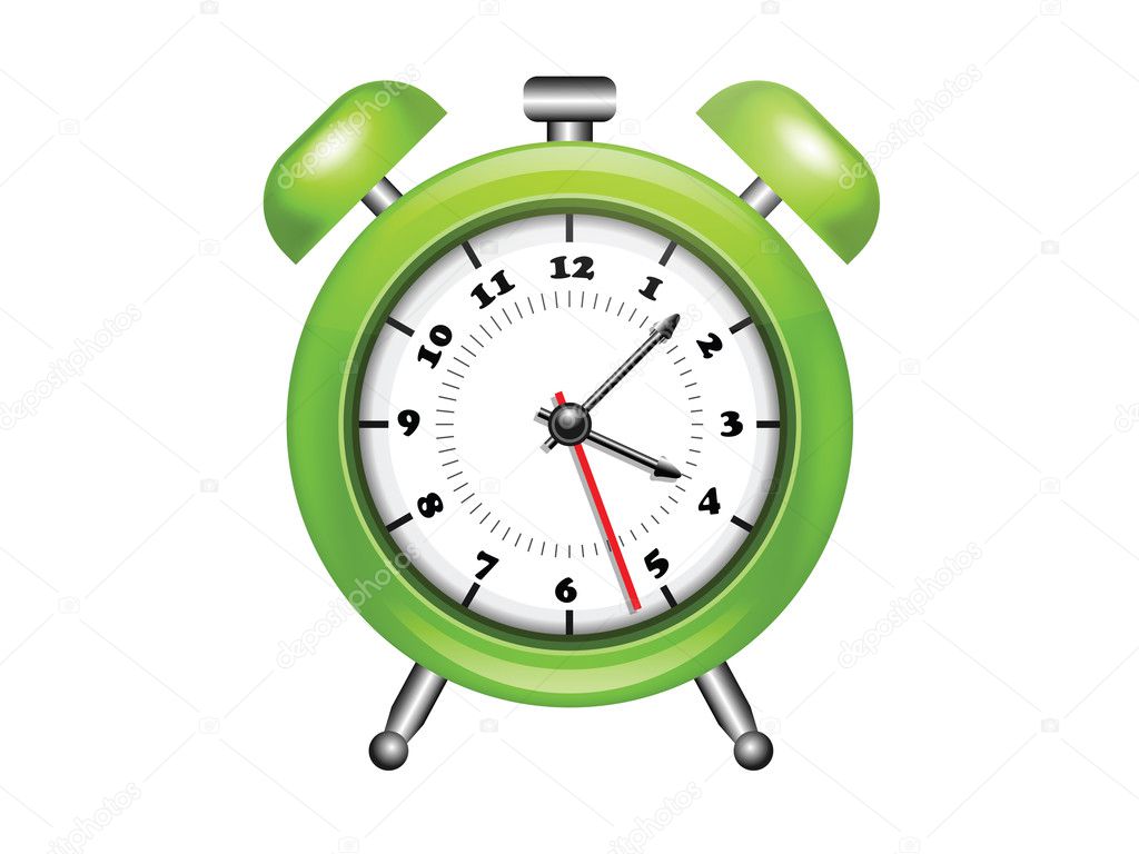 Green Clock Illustration White Background Stock Photo by ...