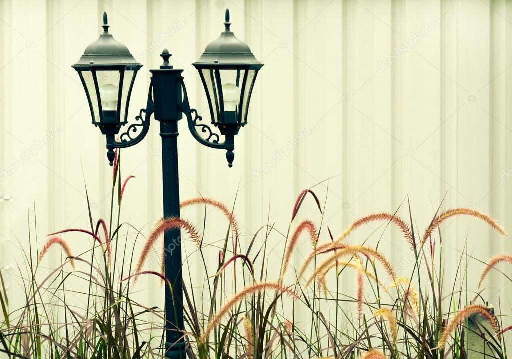 Vintage classic black Lamp post background — Stock Photo © prapass ...
