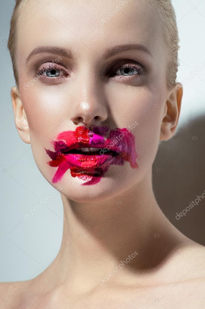 Lipstick Smear On Face