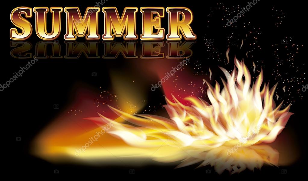 Summer fire flames banner, vector illustration Stock Vector Image by ...