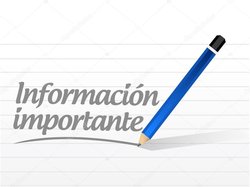 Mensaje de información importante Español signo — Foto de stock ...