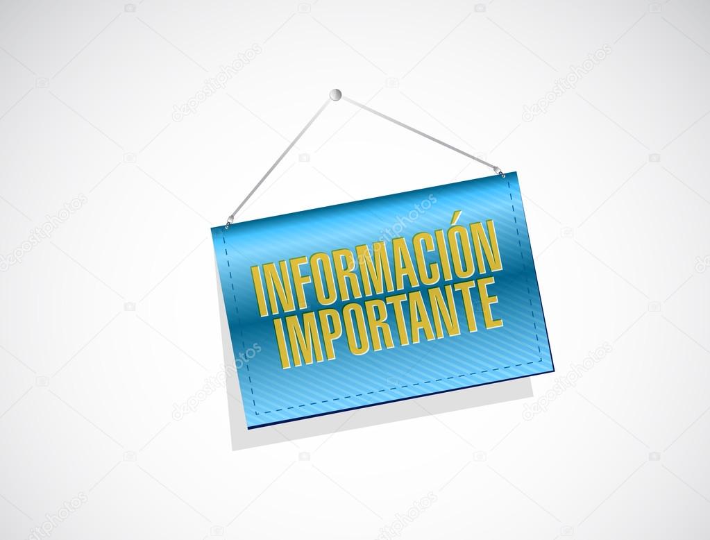 Signo de banner de información importante en español — Foto de stock ...