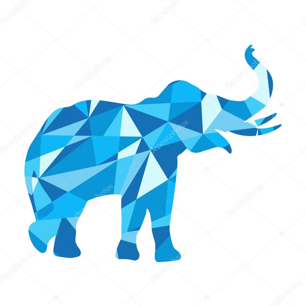Blue shapes abstract elephant. Animal isolated — Stock Photo ...