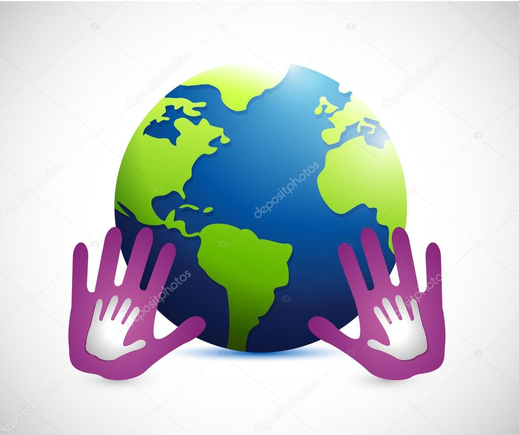 Hands around the globe. illustration Stock Photo by ©alexmillos 60855079