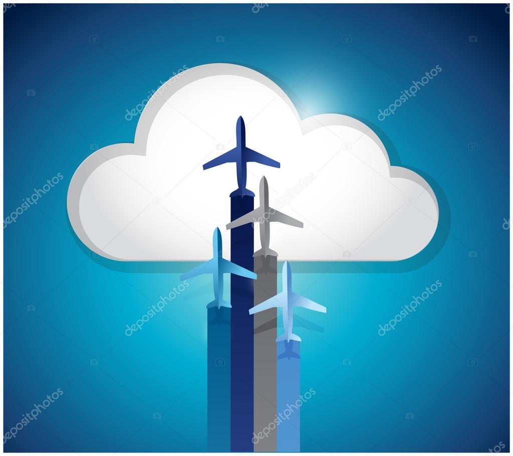 Cloud computing and planes. illustration design Stock Illustration by ...