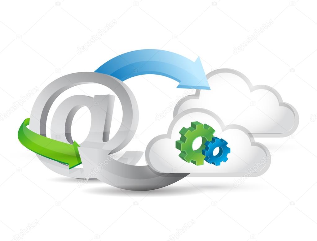 Internet cycle clouds and gears illustration Stock Illustration by ...
