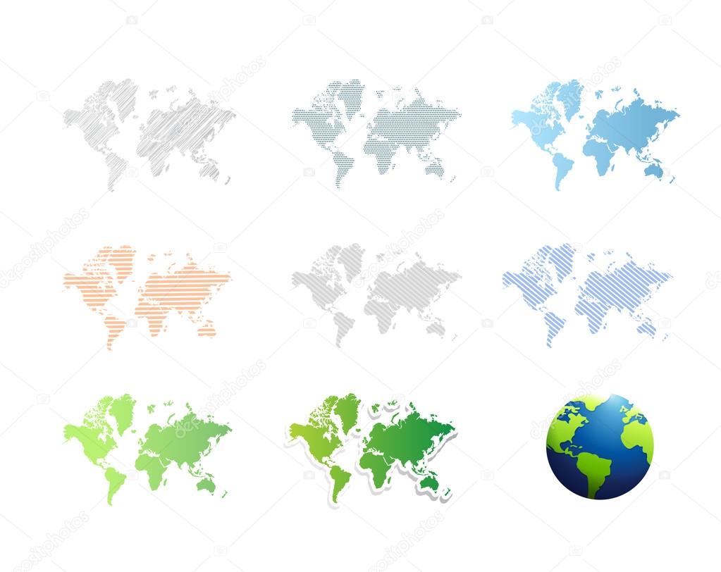 World maps icon set illustration design — Stock Photo © alexmillos ...