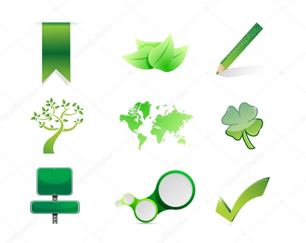 Green objects icon set illustration design — Stock Photo © alexmillos ...