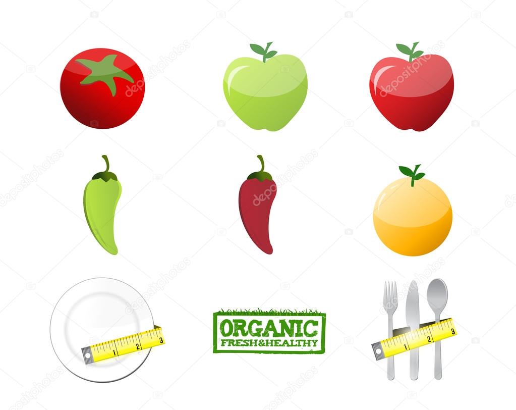 Healthy diet concept icon set illustration Stock Illustration by ...