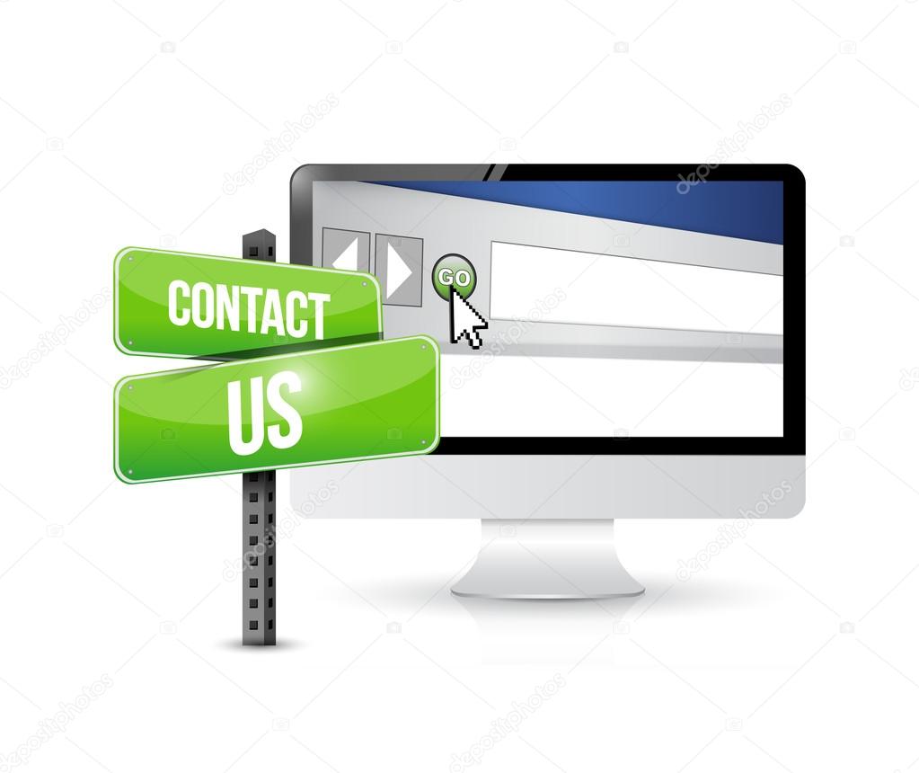 Contact us computer sign concept — Stock Photo © alexmillos #77502030
