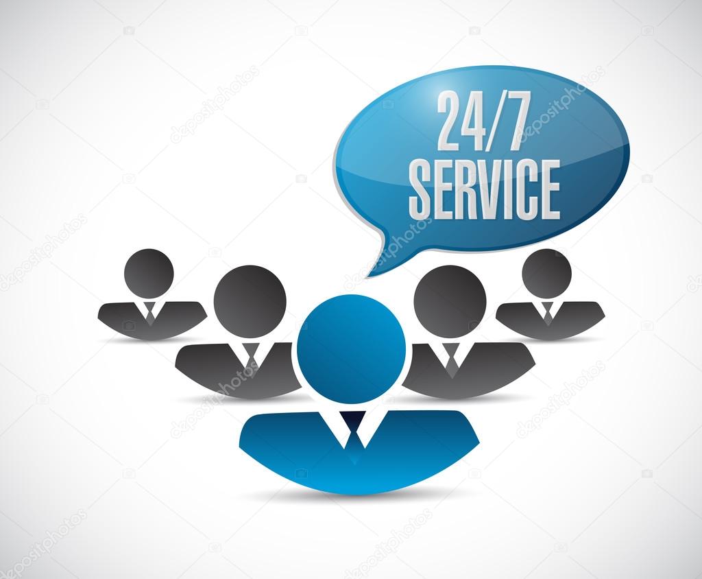 24-7 service people sign concept illustration Stock Photo by ...