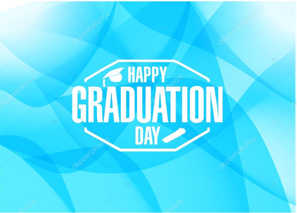 Happy graduation day stamp and blue background Stock Photo by ...