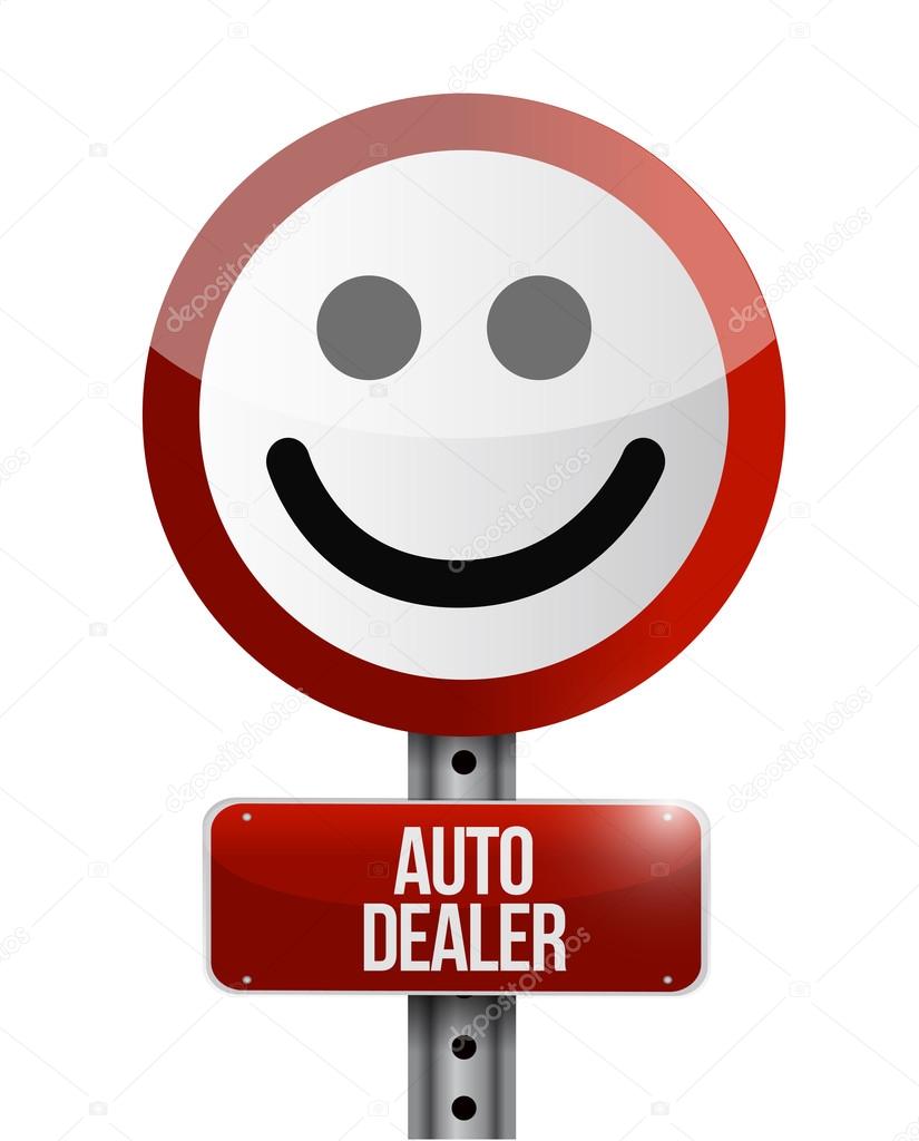 Auto dealer happy face sign concept — Stock Photo © alexmillos #86750882