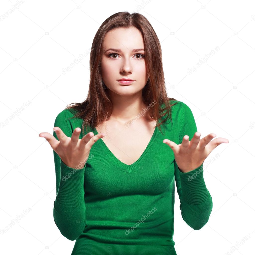 Headshot startled woman Stock Photo by ©lenanet 73904377