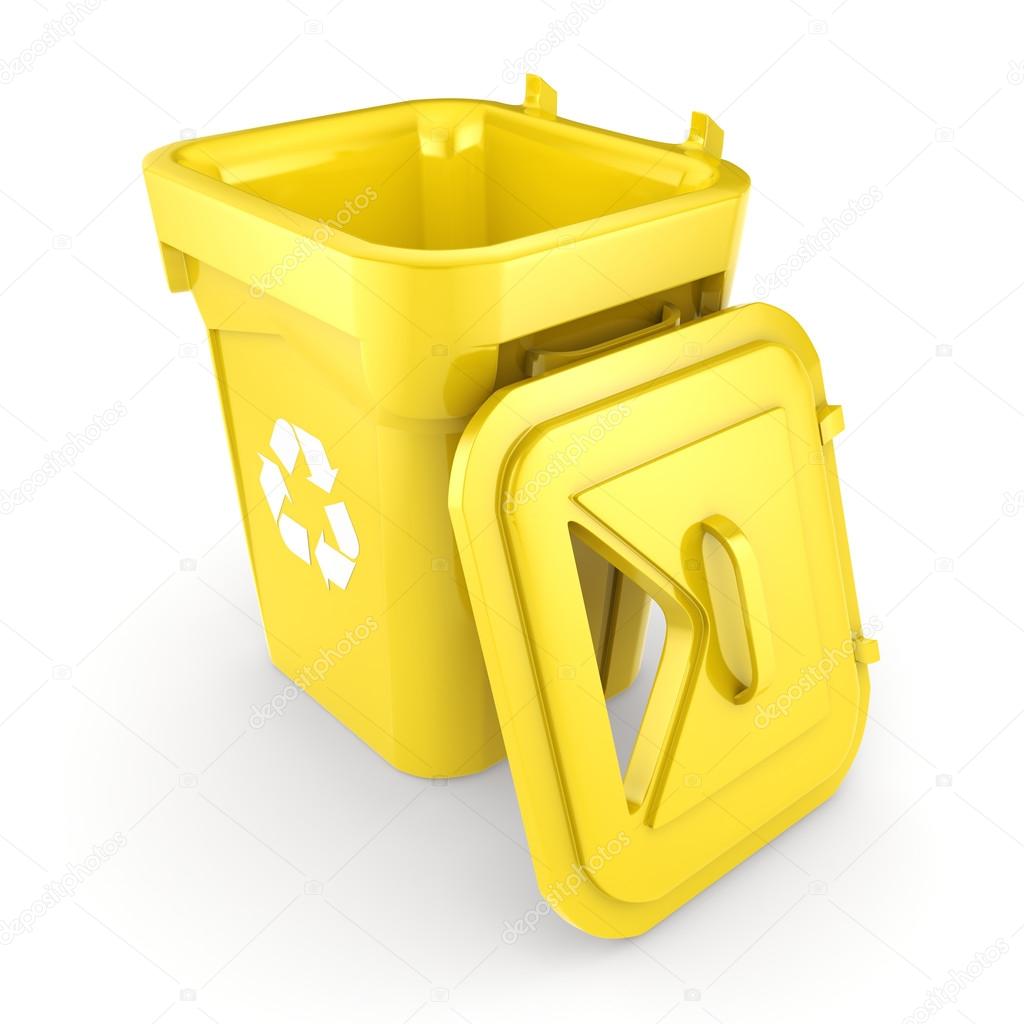 Cubo de reciclaje amarillo de renderizado 3D — Foto de stock #118268106 © apopium