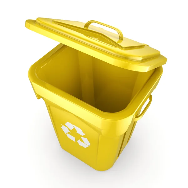 Cubo de reciclaje amarillo de renderizado 3D — Foto de stock #125974288 © apopium