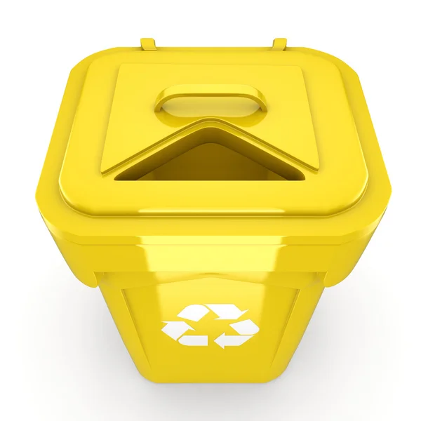 Cubo de reciclaje amarillo de renderizado 3D — Foto de stock #125974288 © apopium