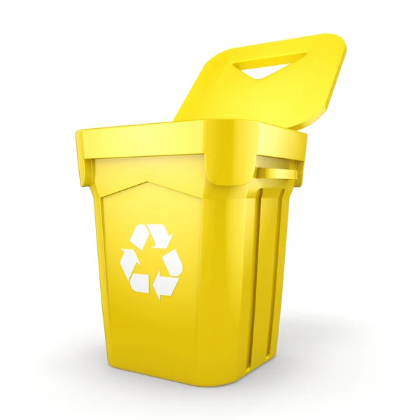 Cubo de reciclaje amarillo de renderizado 3D — Foto de stock © apopium #123467606