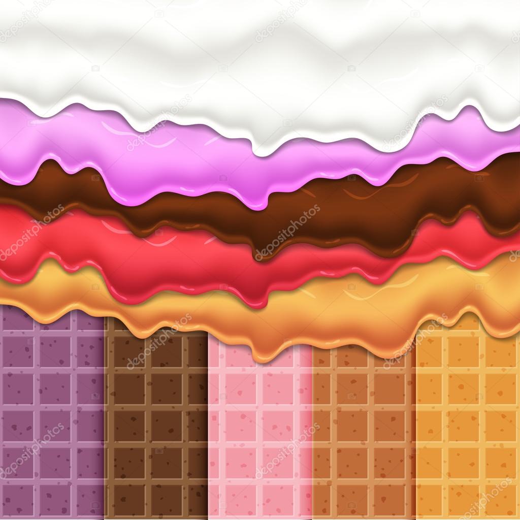 Flowing Glaze On Wafer Texture Sweet Food — Stock Vector © Strejman