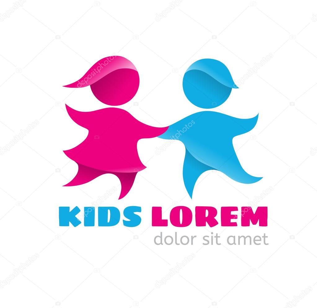 Kid Vector Logo Cartoon Kid Logo