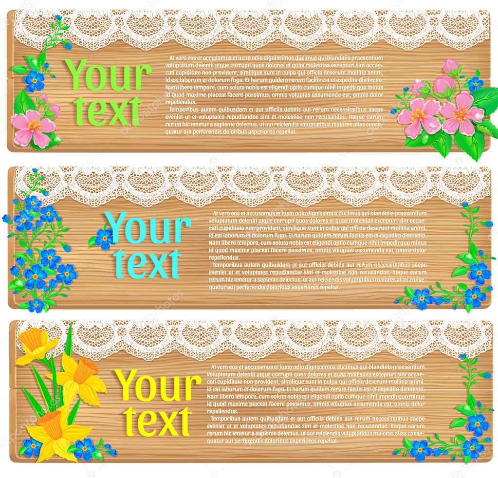 Wooden horizontal spring banners. Stock Vector by ©pinkkoala 98644894