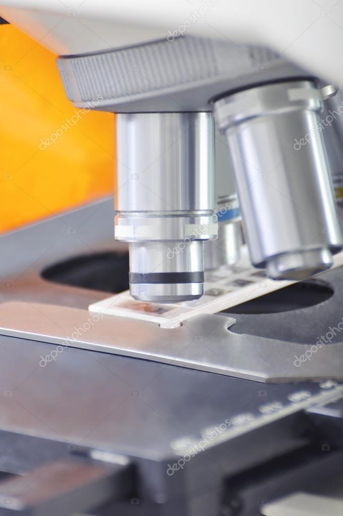 Laboratory Microscope. Scientific research background. Stock Photo by ...