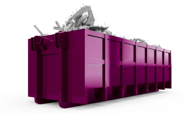 Deep Pink rubble container perspective front view — Stock Photo ...