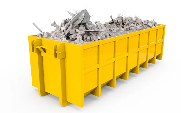 Yellow Orange rubble container perspective front view — Stock Photo ...